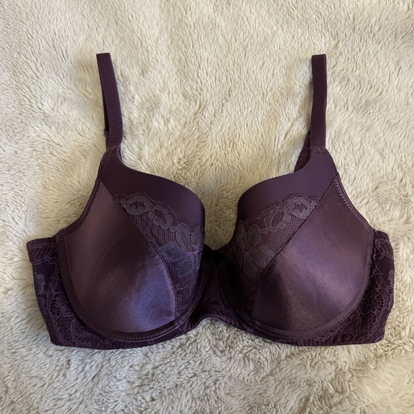 Wacoal | Intimates & Sleepwear | Wacoal Satin Lace Cup Bra Deep Purple ...